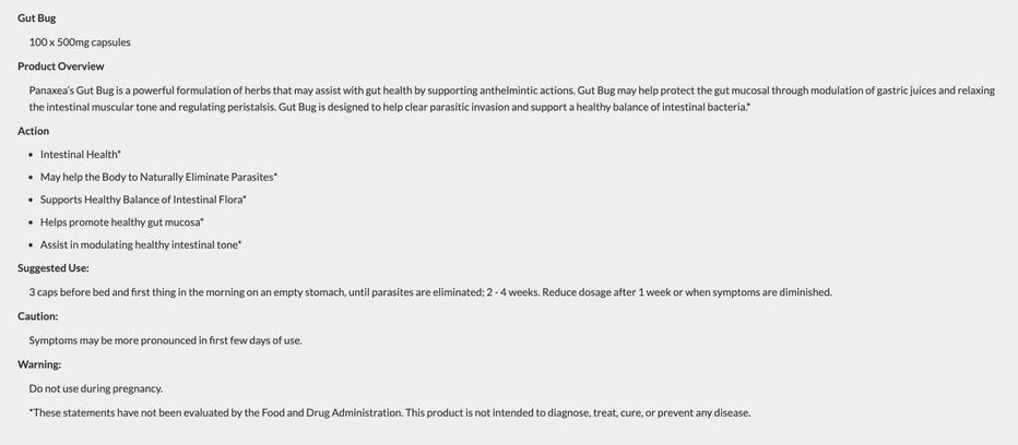 Gut Bug by Panaxea — Broad-Spectrum Herbal Antiparasitic for GI Health ...